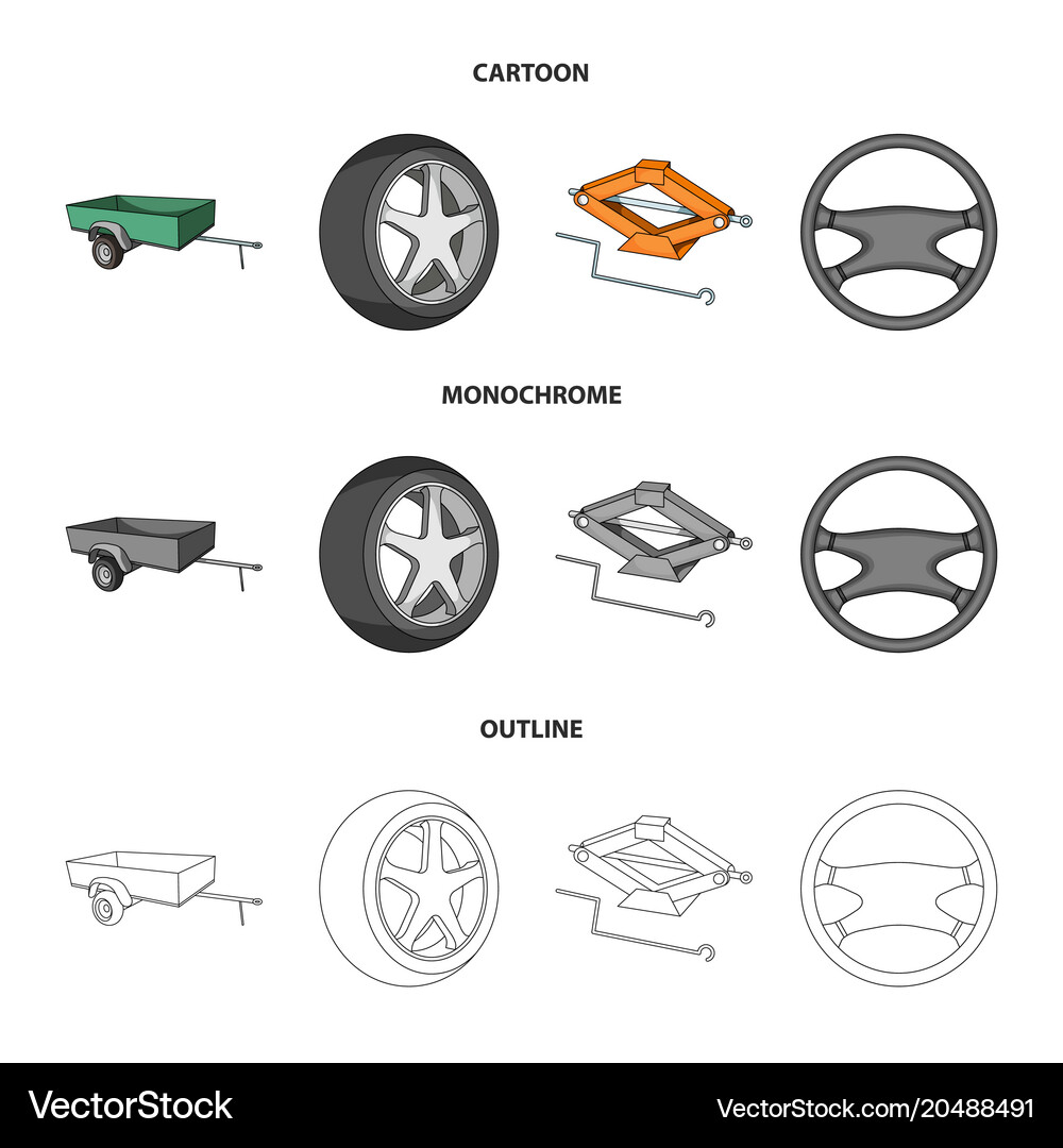 Caravan wheel with tire cover mechanical jack Vector Image