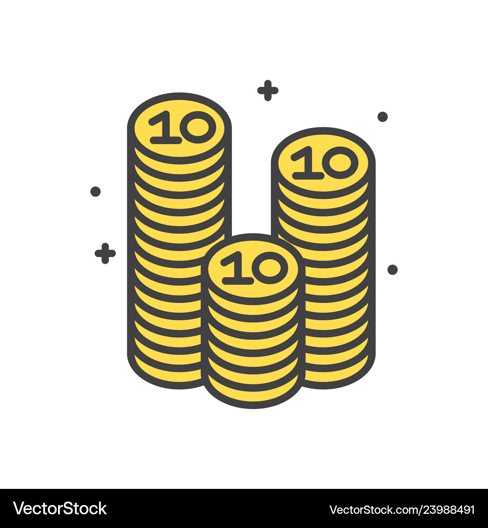 Coins line icon on white background for graphic Vector Image