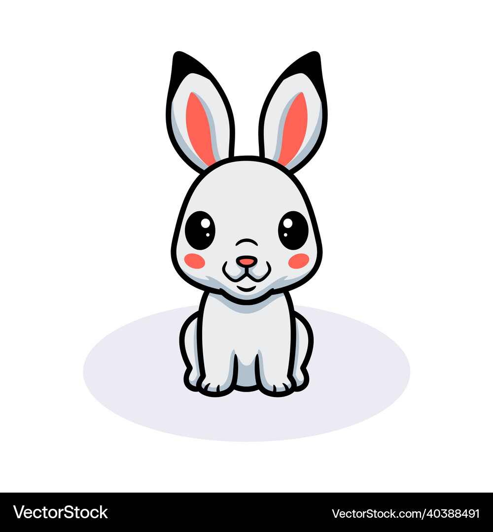 Cute little rabbit cartoon sitting Royalty Free Vector Image