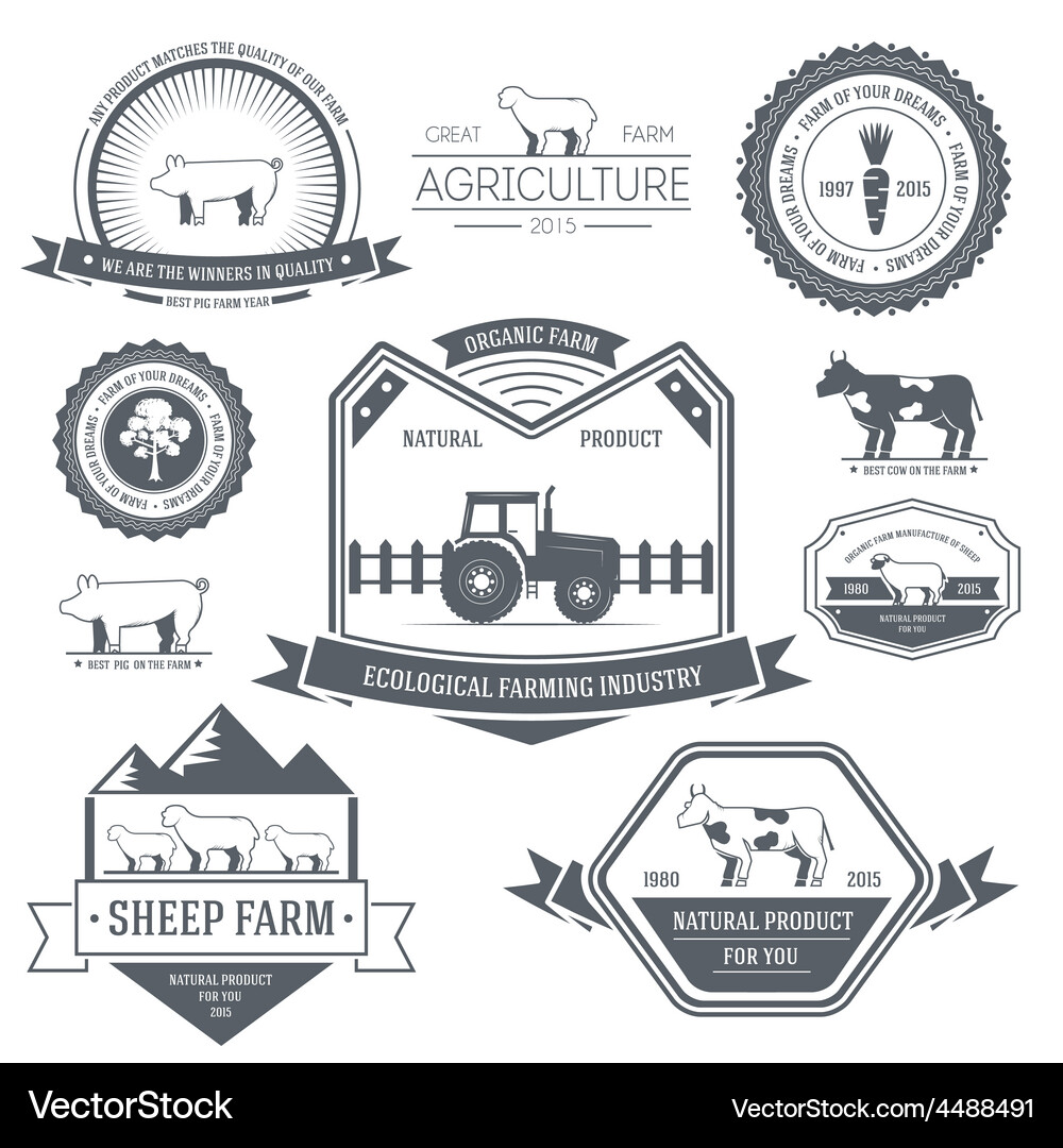 Farm label template of emblem element for your Vector Image