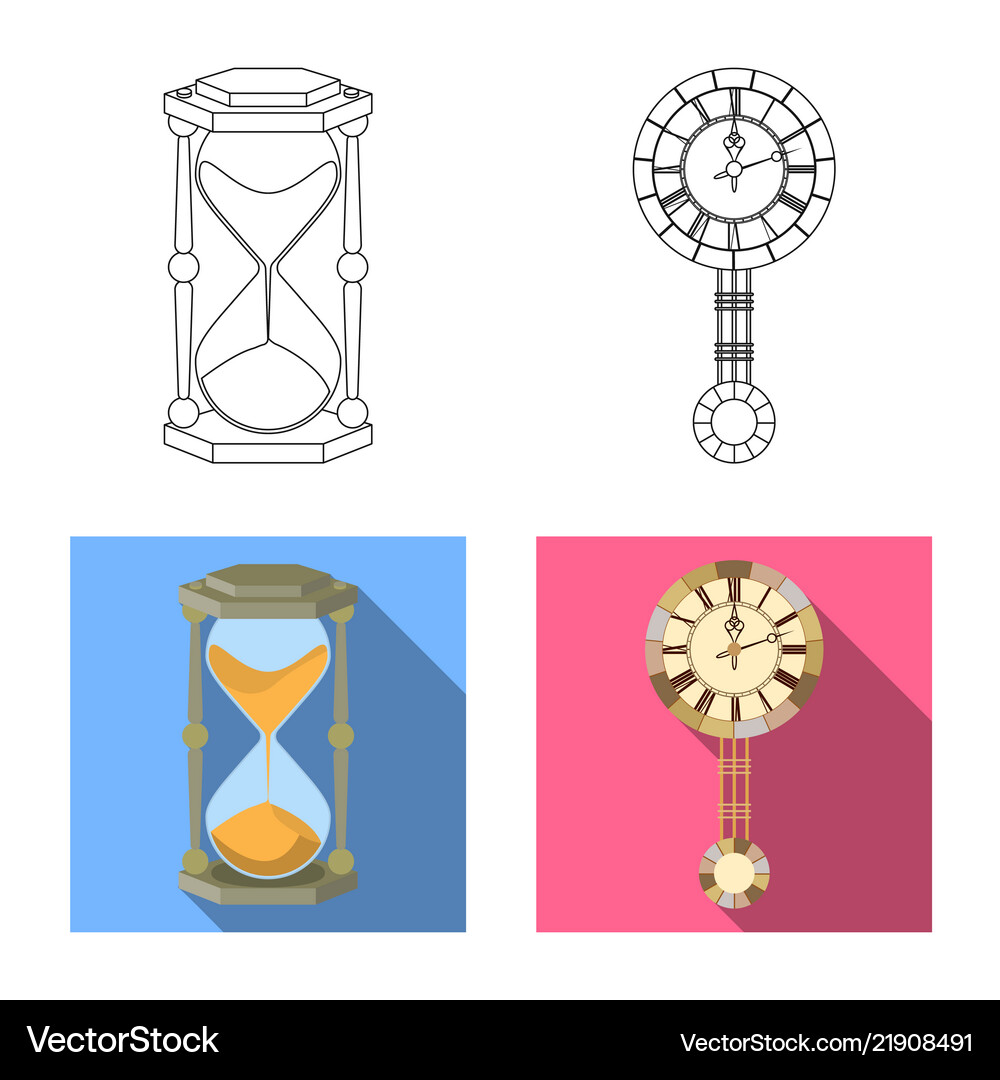 Isolated object of clock and time sign collection Vector Image