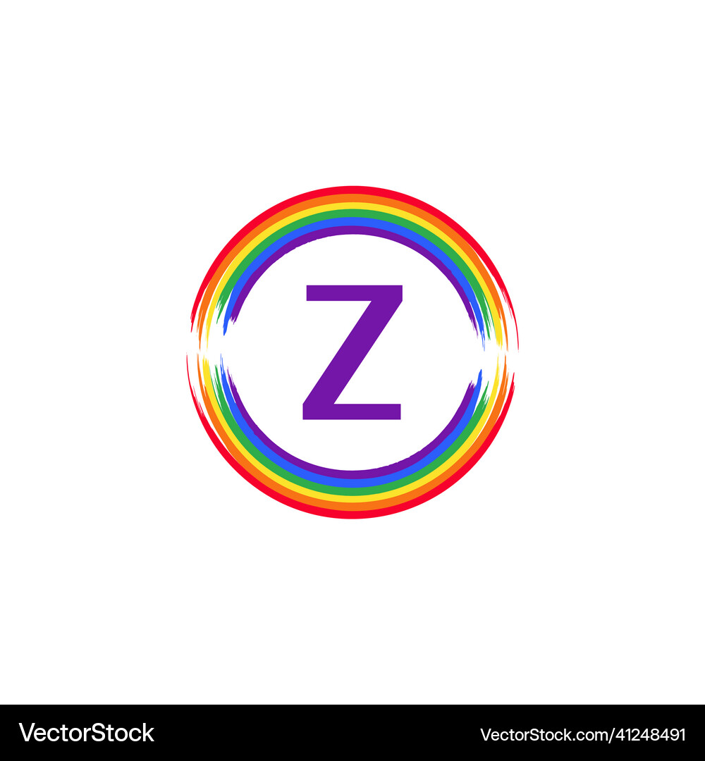 Letter z inside circular colored in rainbow color Vector Image