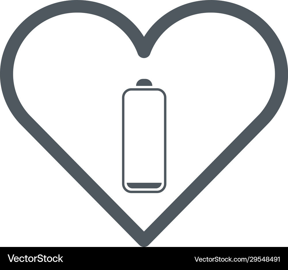 Red heart and low battery sign for icon or button Vector Image