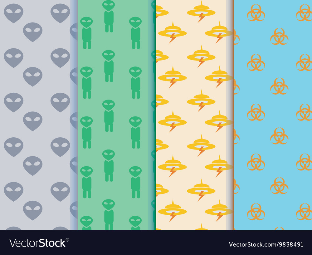 Seamless cute aliens pattern set Royalty Free Vector Image