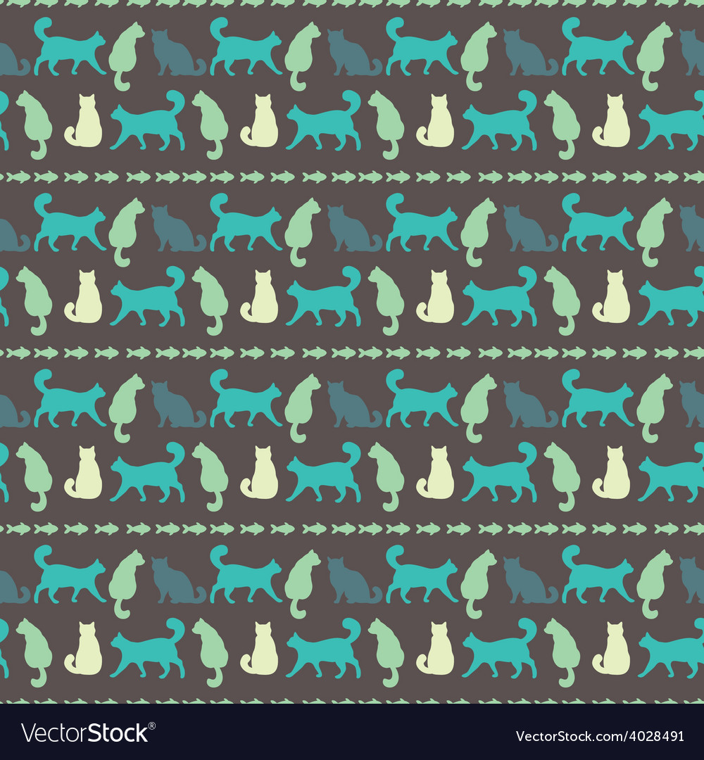 Seamless pattern with cats Royalty Free Vector Image