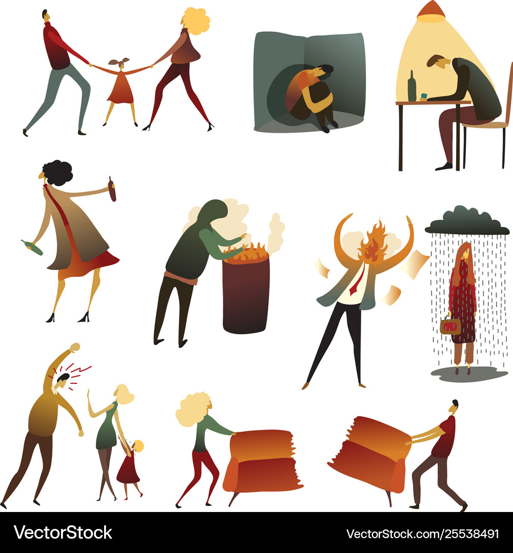 Set images people with negative emotions Vector Image