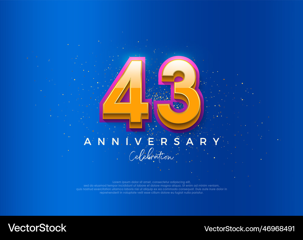 Simple and modern design for the 43rd anniversary Vector Image