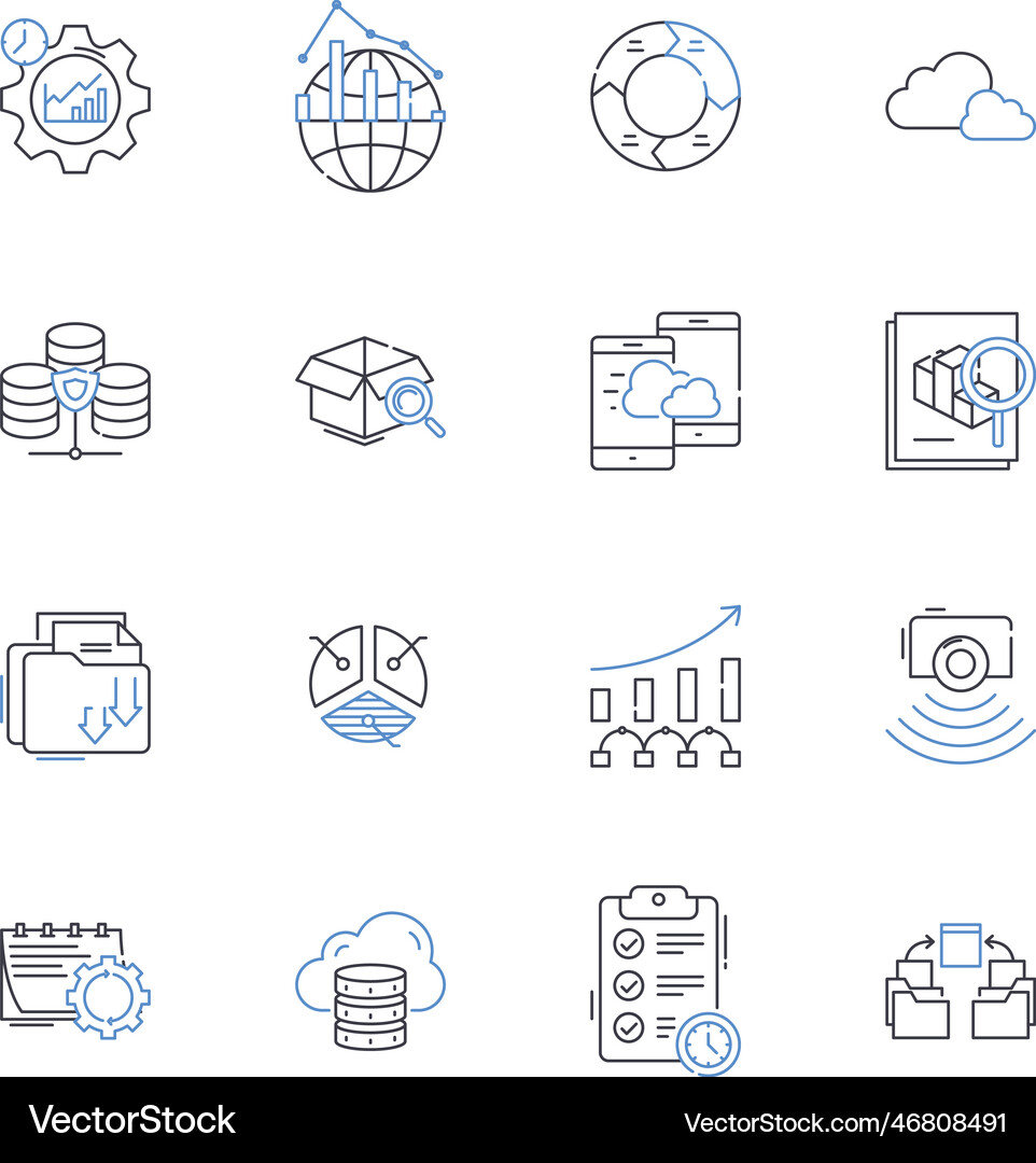 Tech gadget line icons collection smartph laptop Vector Image