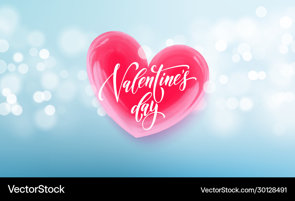 Valentines day lettering text on valentine red Vector Image