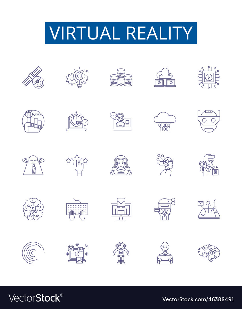 Virtual reality line icons signs set design Vector Image Virtual reality line icons signs set design Vector Image