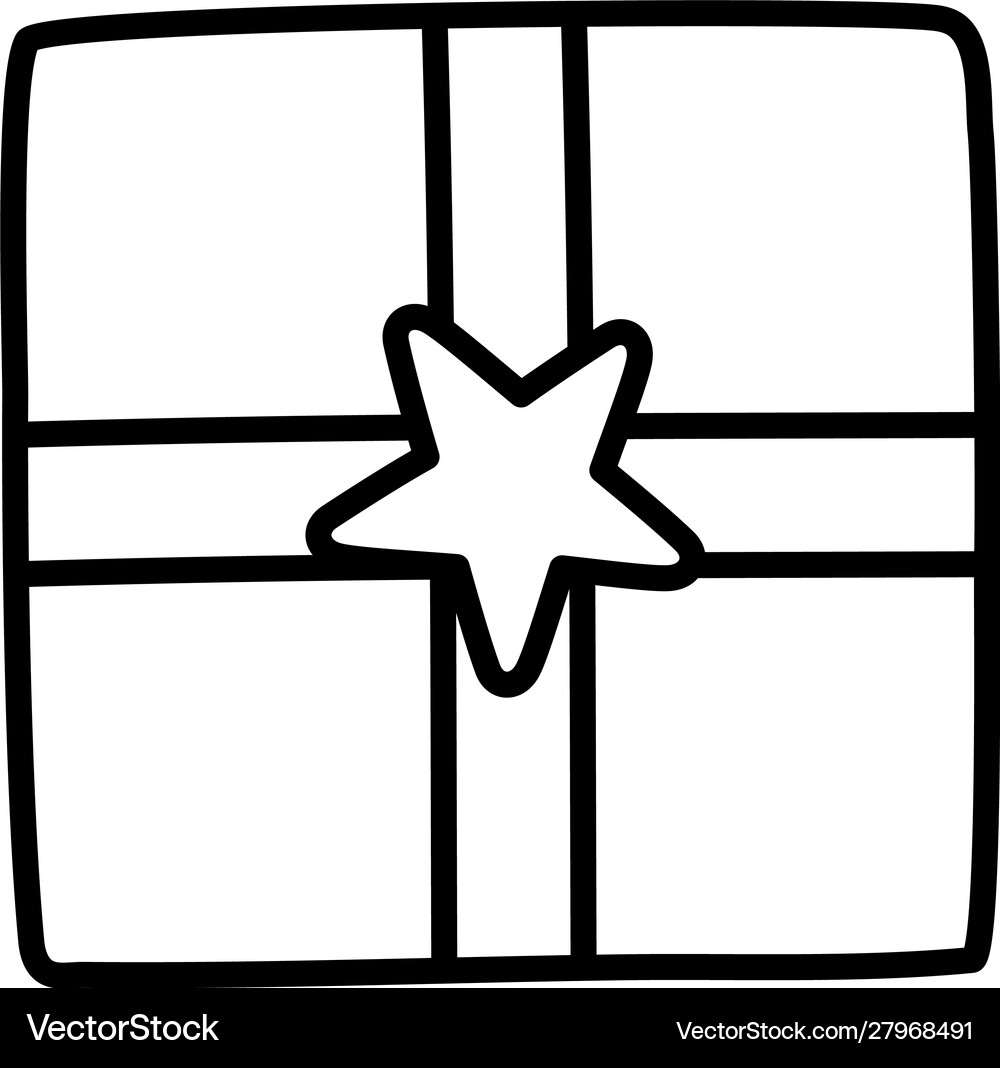 Wrapped gift box star decoration party icon thick Vector Image