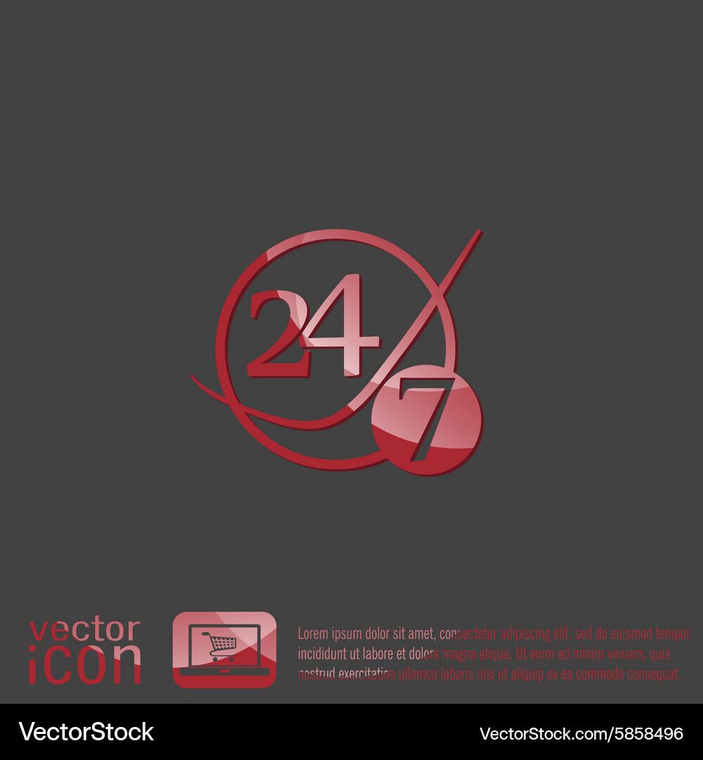 Character 24 7 open hours a day and days Vector Image