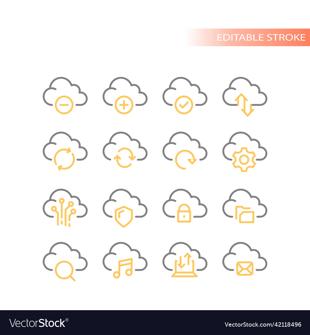 Cloud data storage icon set Royalty Free Vector Image