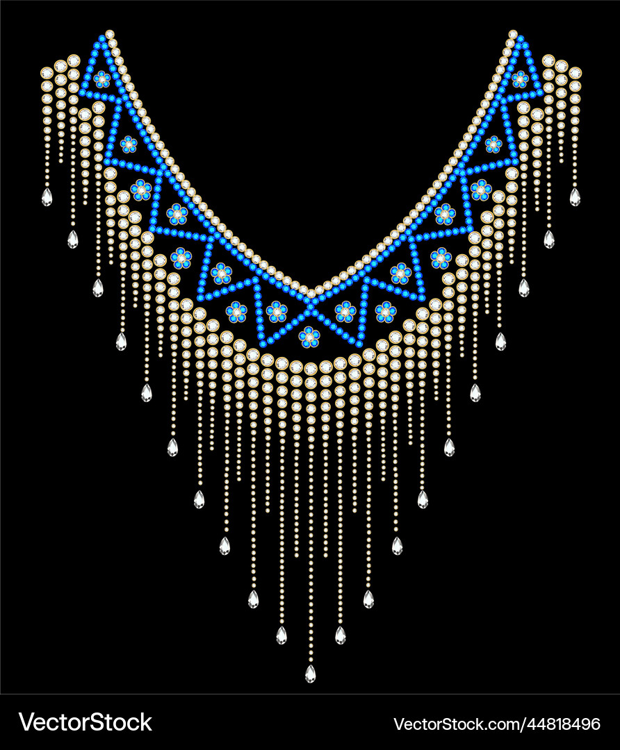 Collar neck decoration with rhinestones Royalty Free Vector