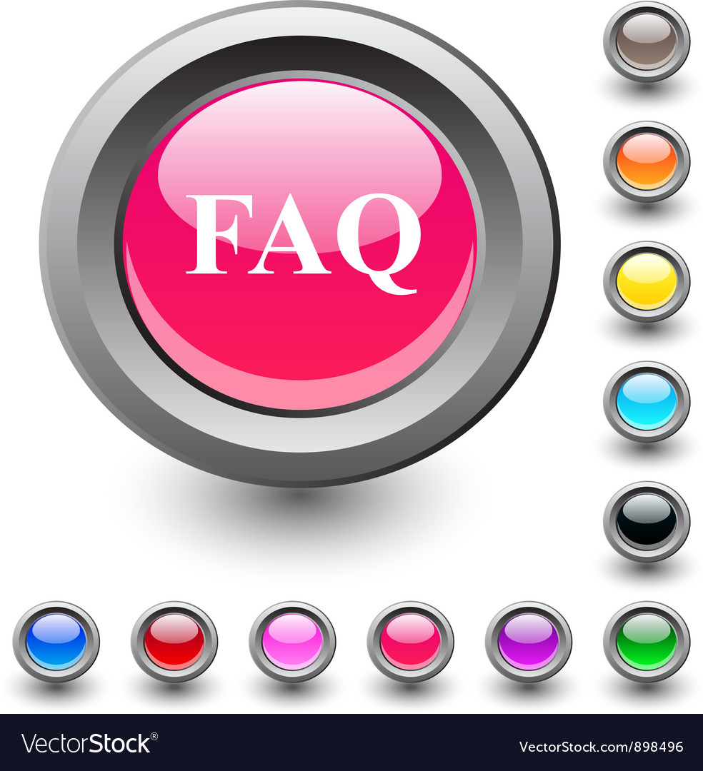 Faq round button Royalty Free Vector Image - VectorStock