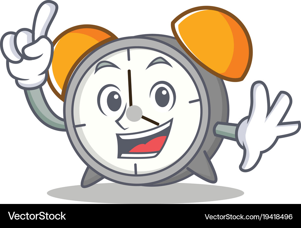 Finger alarm clock mascot cartoon Royalty Free Vector Image