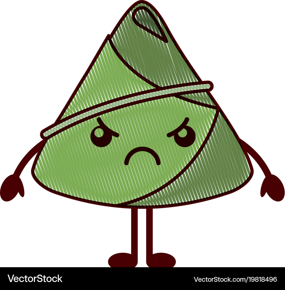 Kawaii angry rice dumpling cartoon Royalty Free Vector Image
