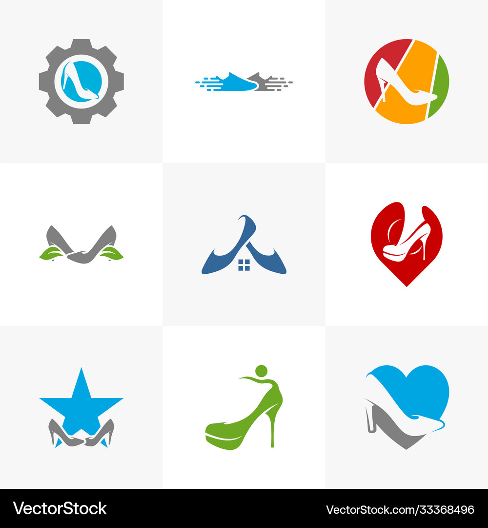 Set colorful shoes logo design concept Royalty Free Vector