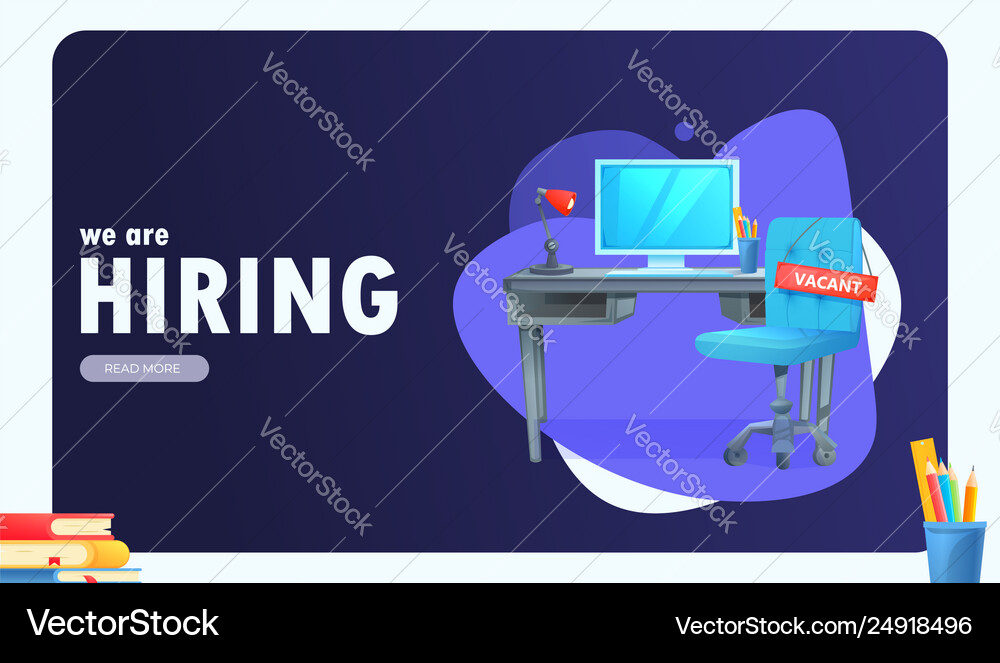 We are hiring banner with office workspace Vector Image