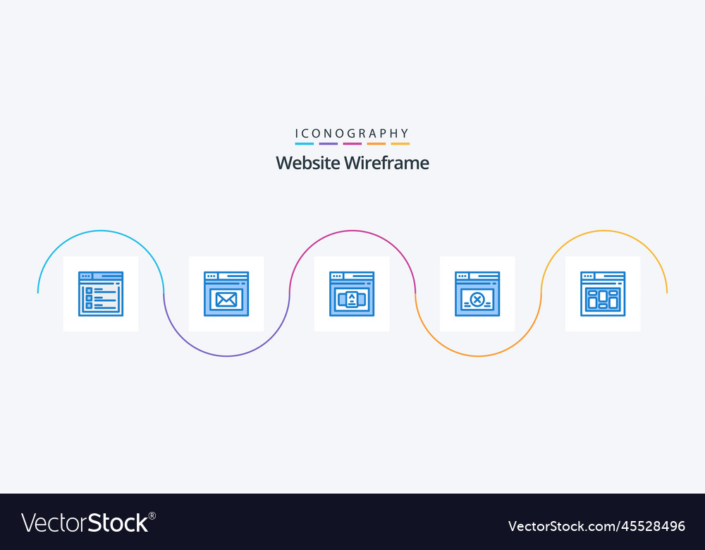 Website wireframe blue 5 icon pack including Vector Image