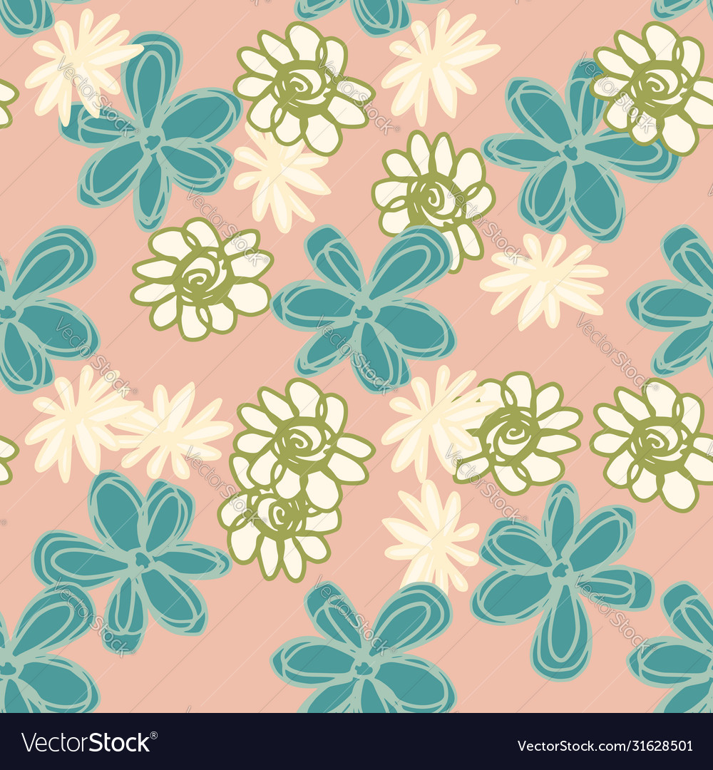 Abstract seamless pattern with hand drawn flowers Vector Image