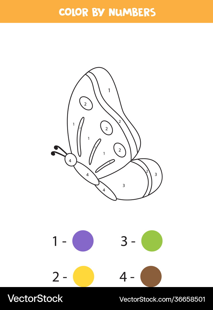 Color cute butterfly numbers transportation Vector Image