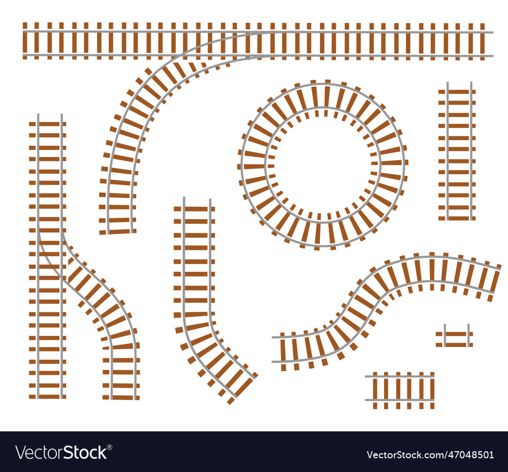 Curved Railroad Tracks Royalty Free Vector Image