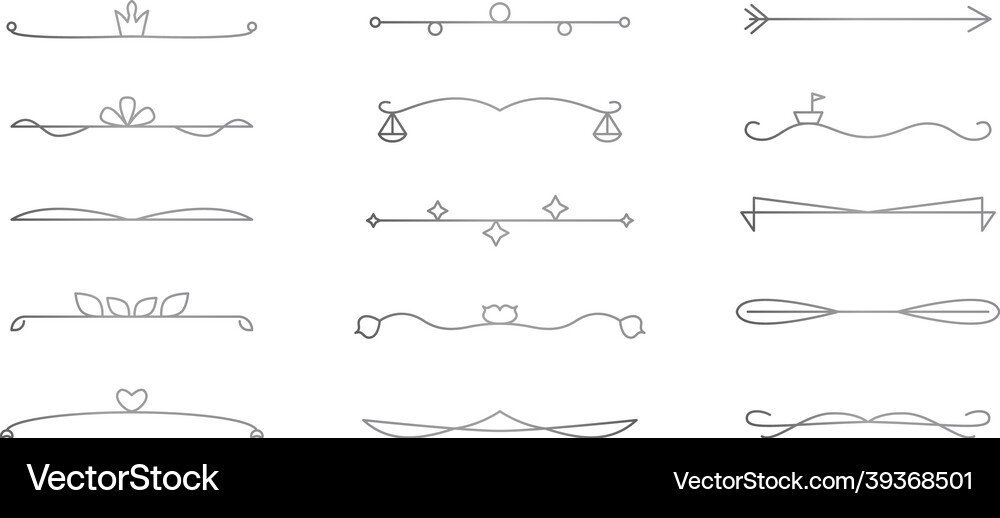 Dividers chapter decor and delimiters line set Vector Image