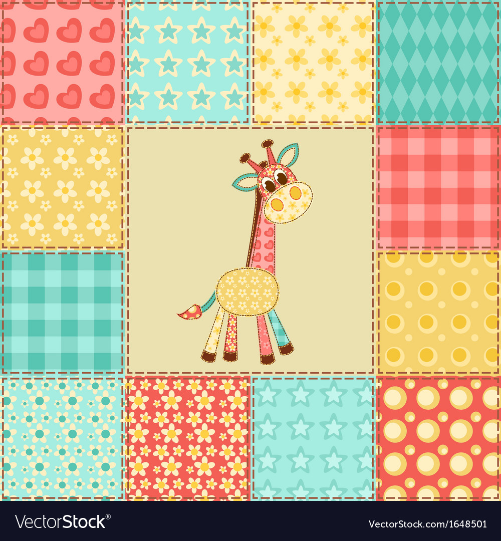Giraffe patchwork pattern Royalty Free Vector Image