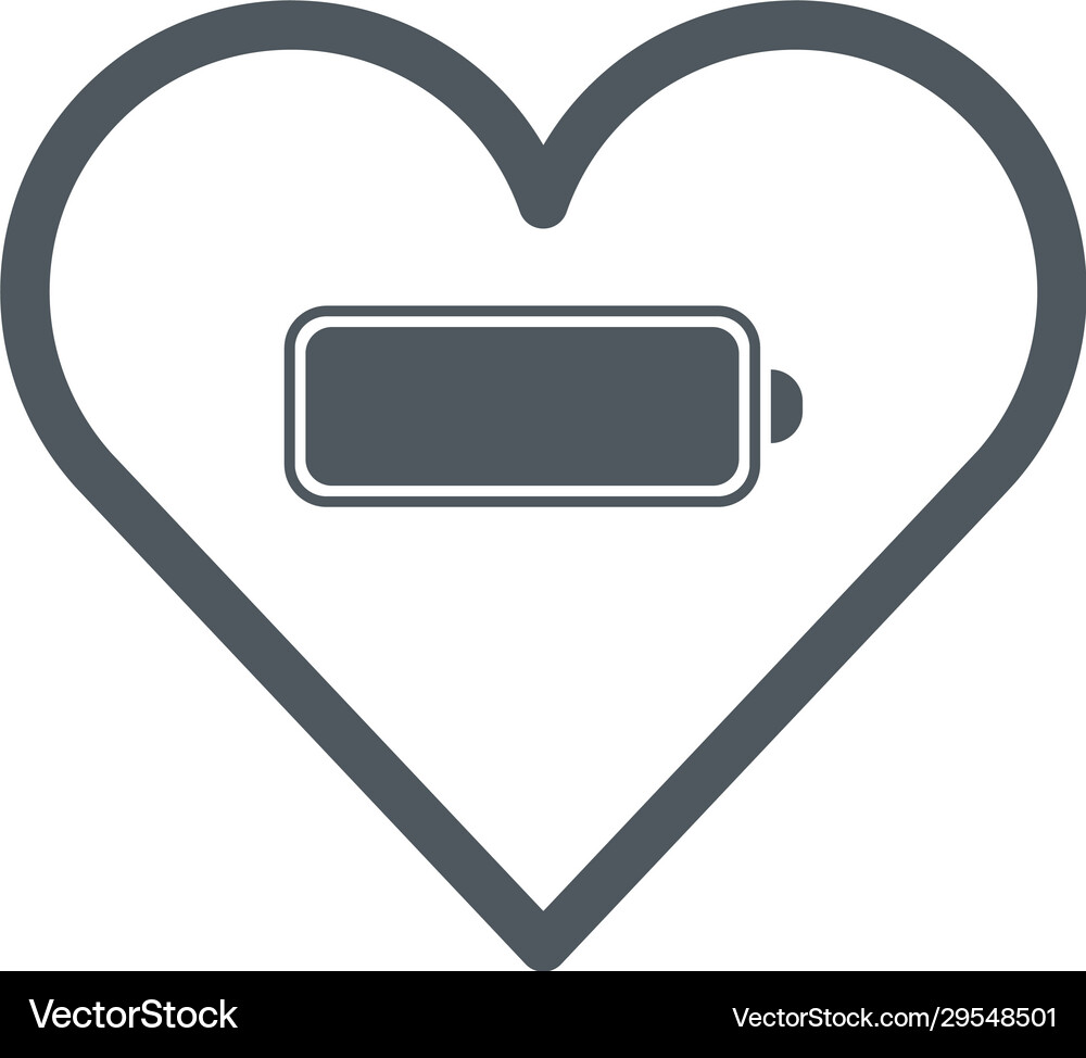 Heart with battery charging icon valentines day Vector Image