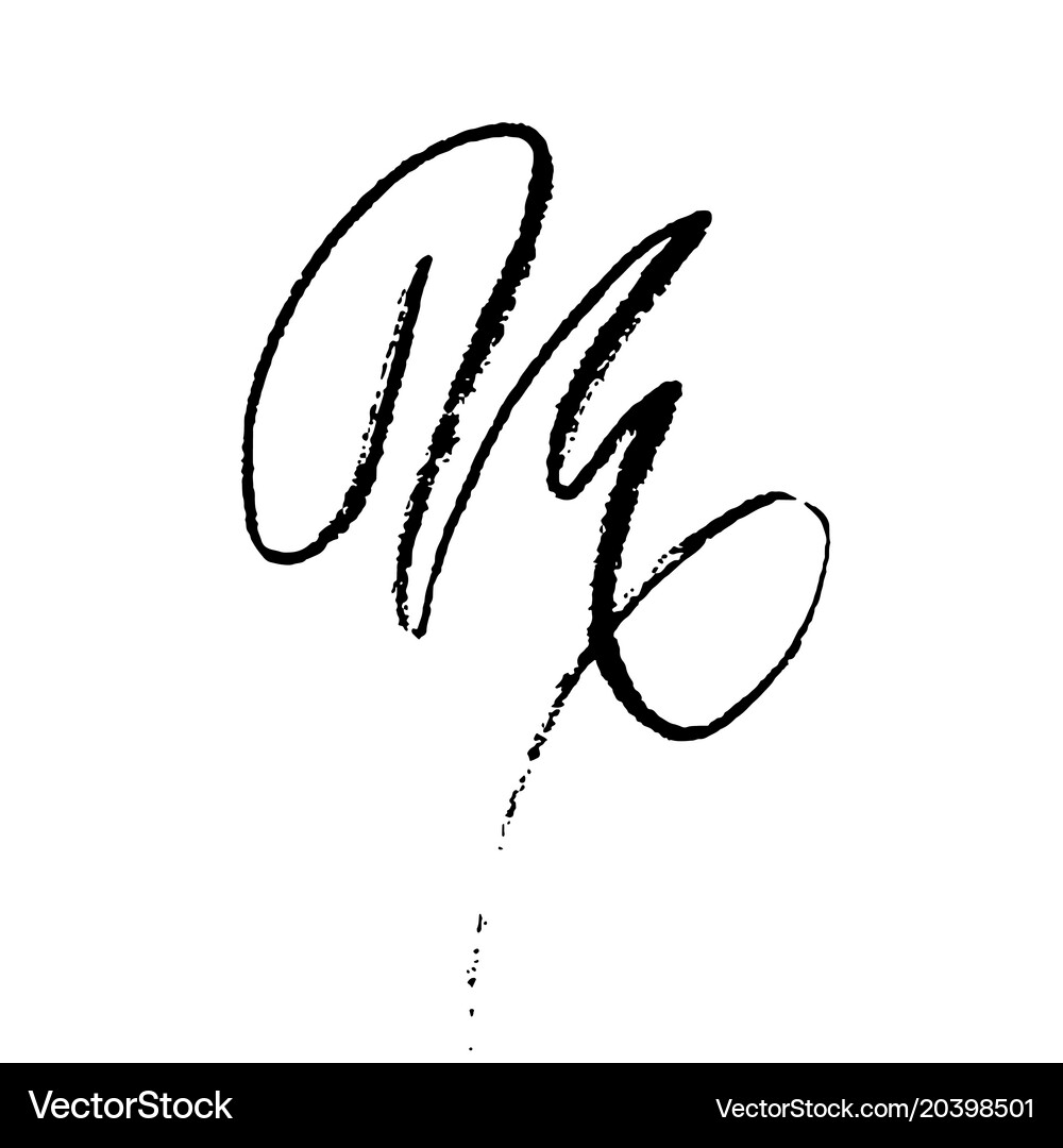 Letter m handwritten by dry brush rough strokes Vector Image