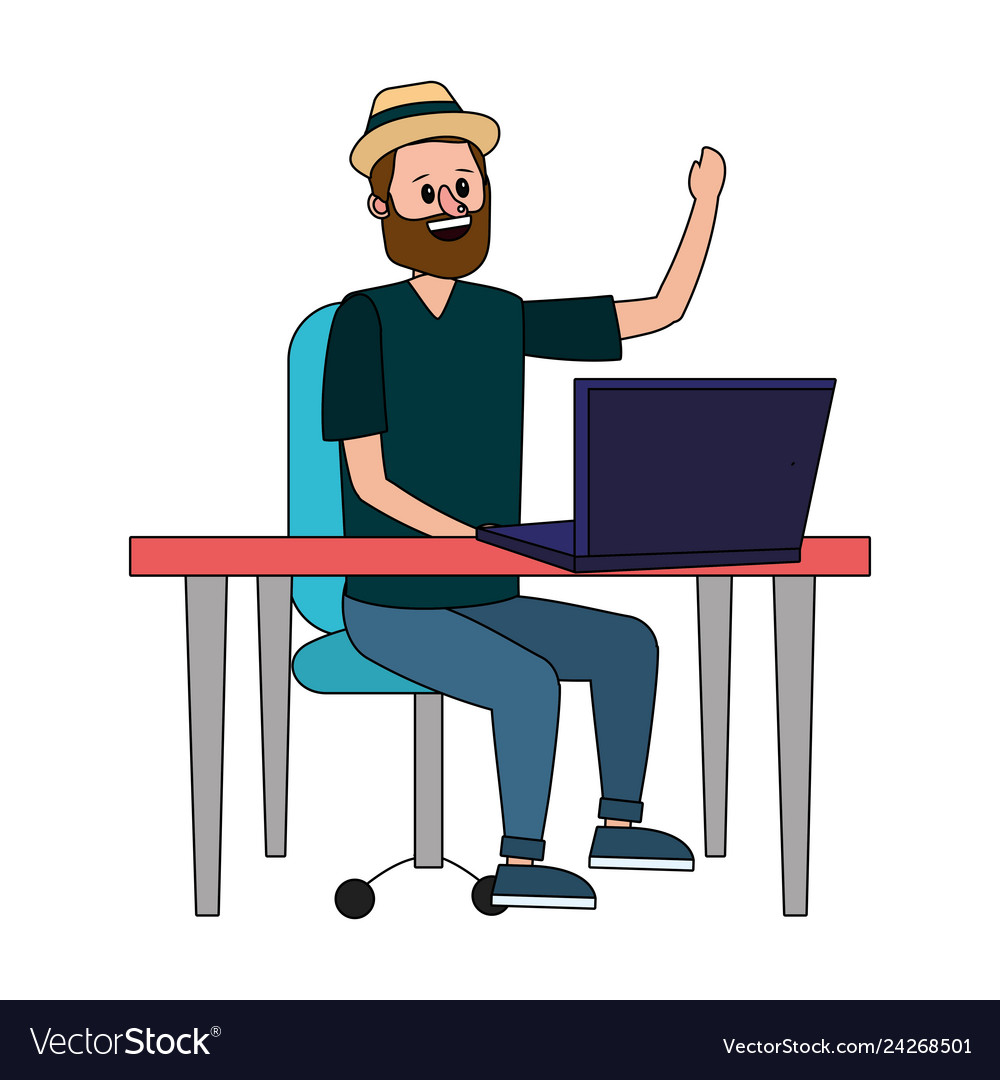 Man using technology device Royalty Free Vector Image