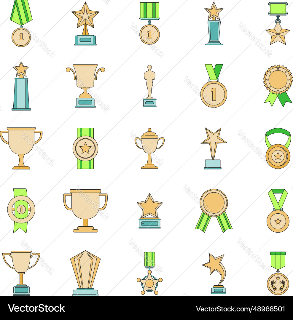 Medal award icon set color Royalty Free Vector Image