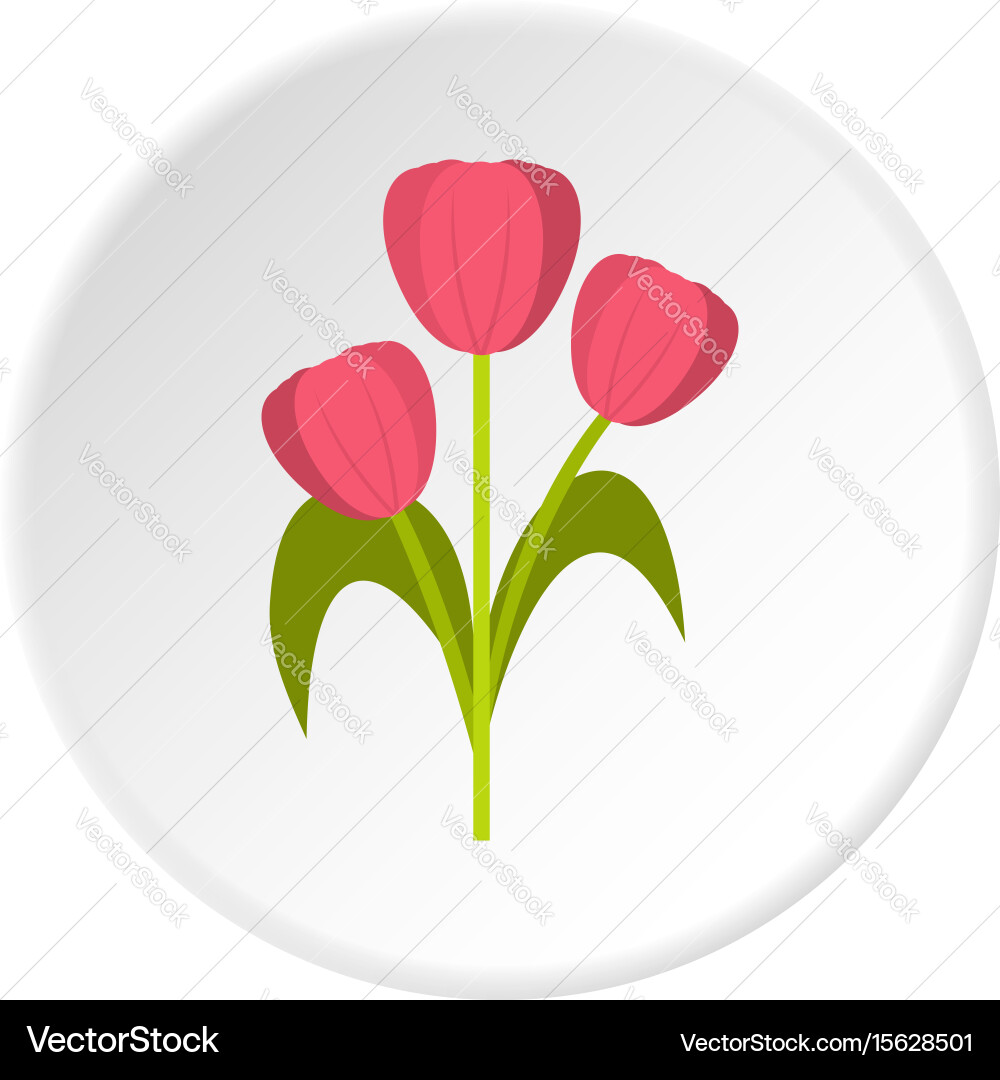 Pink tulips icon circle Royalty Free Vector Image