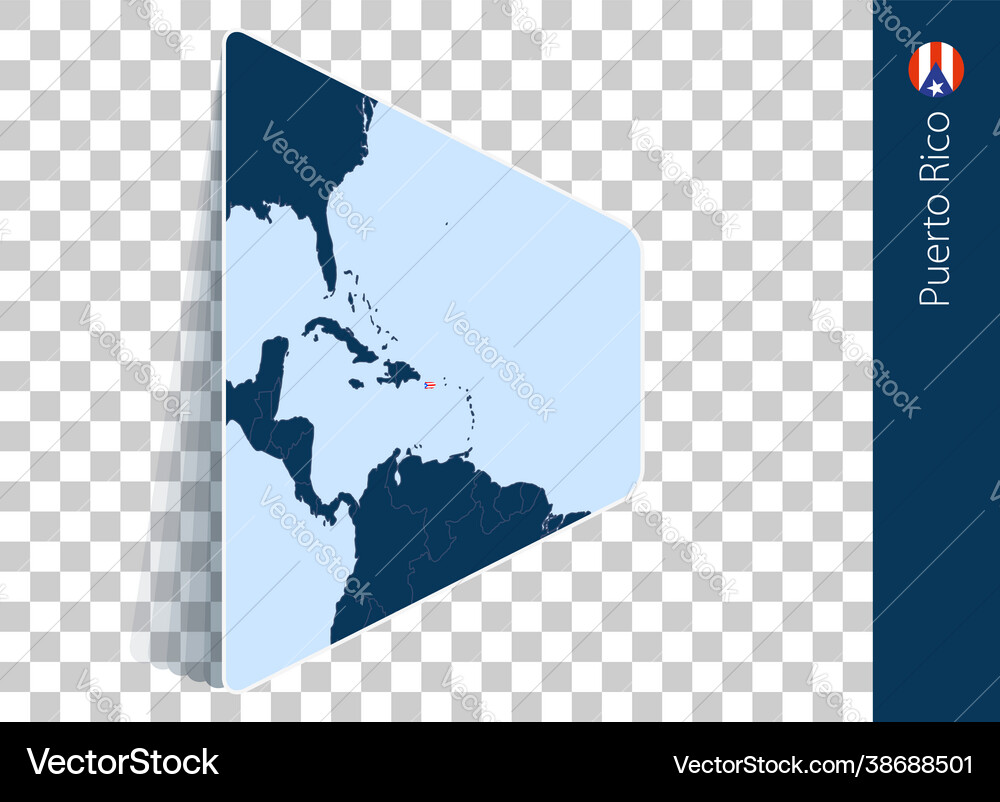 Puerto rico map and flag on transparent background