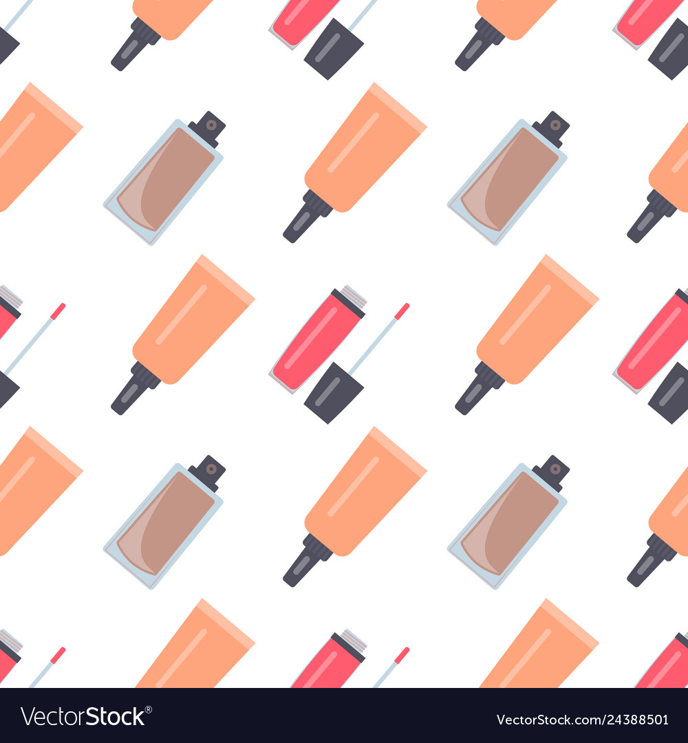 Seamless pattern with makeup items Royalty Free Vector Image