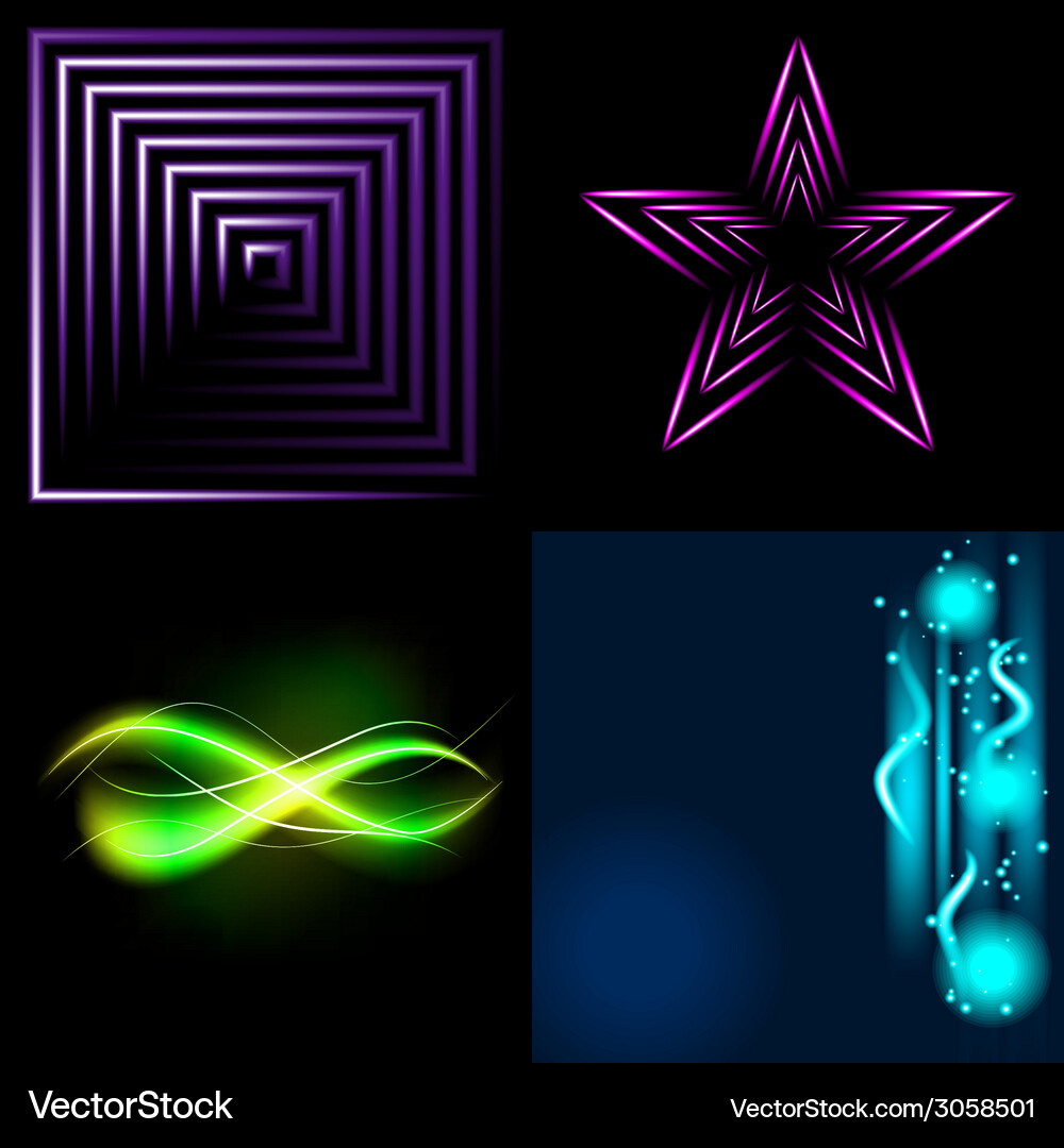 Set of beautifully glowing neon abstract Vector Image