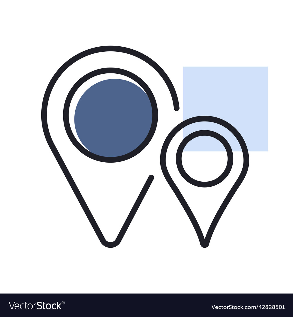 Two pin map icon pointer markers Royalty Free Vector Image