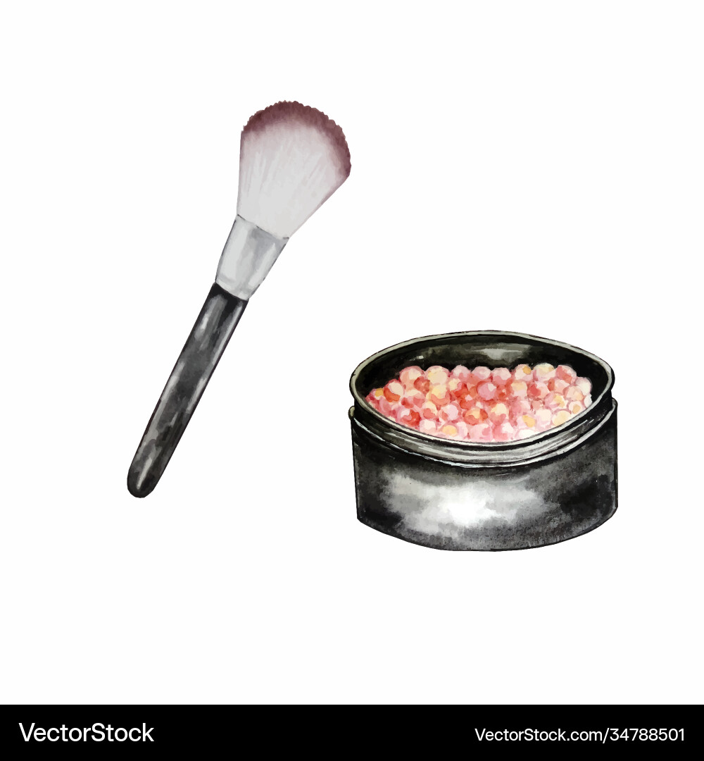 Watercolor set powder and brush Royalty Free Vector Image