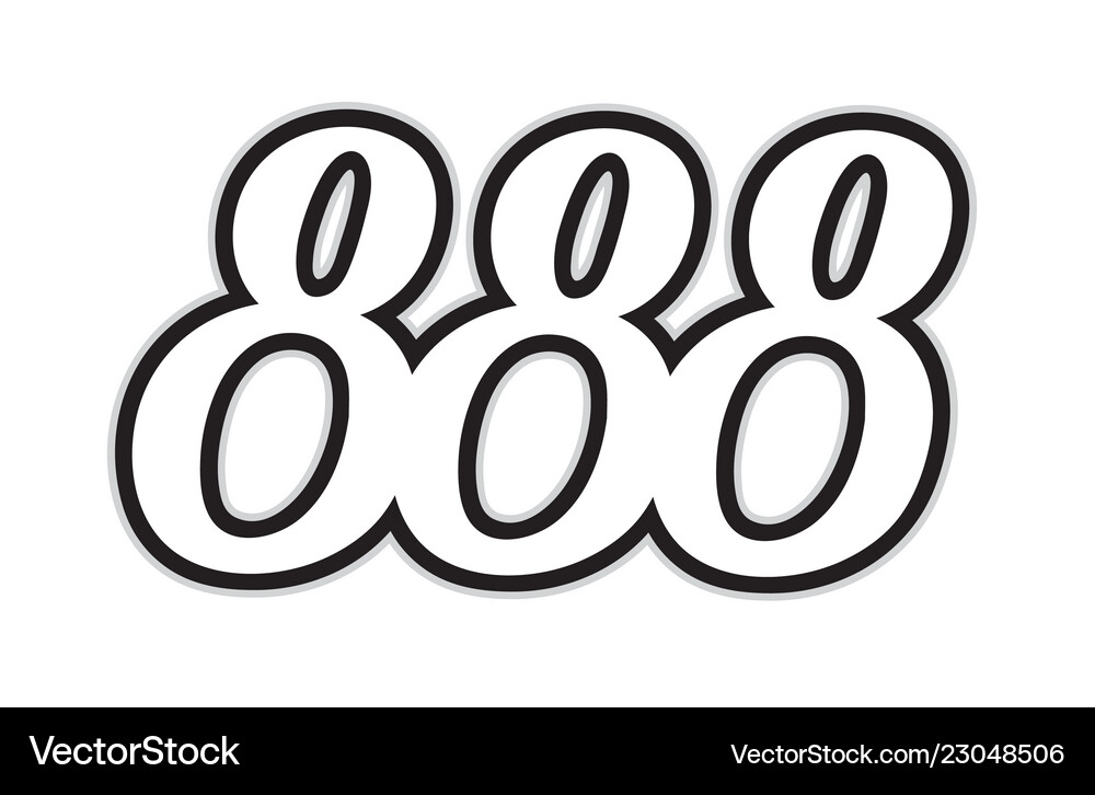 888 black and white number logo icon design Vector Image