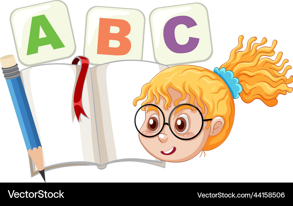 Abc alphabet with cute girl Royalty Free Vector Image