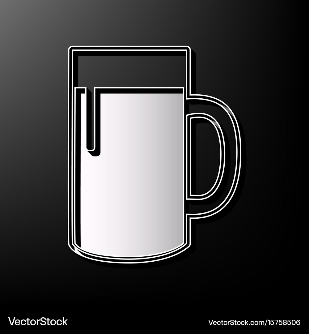 Beer glass sign gray 3d printed icon Royalty Free Vector