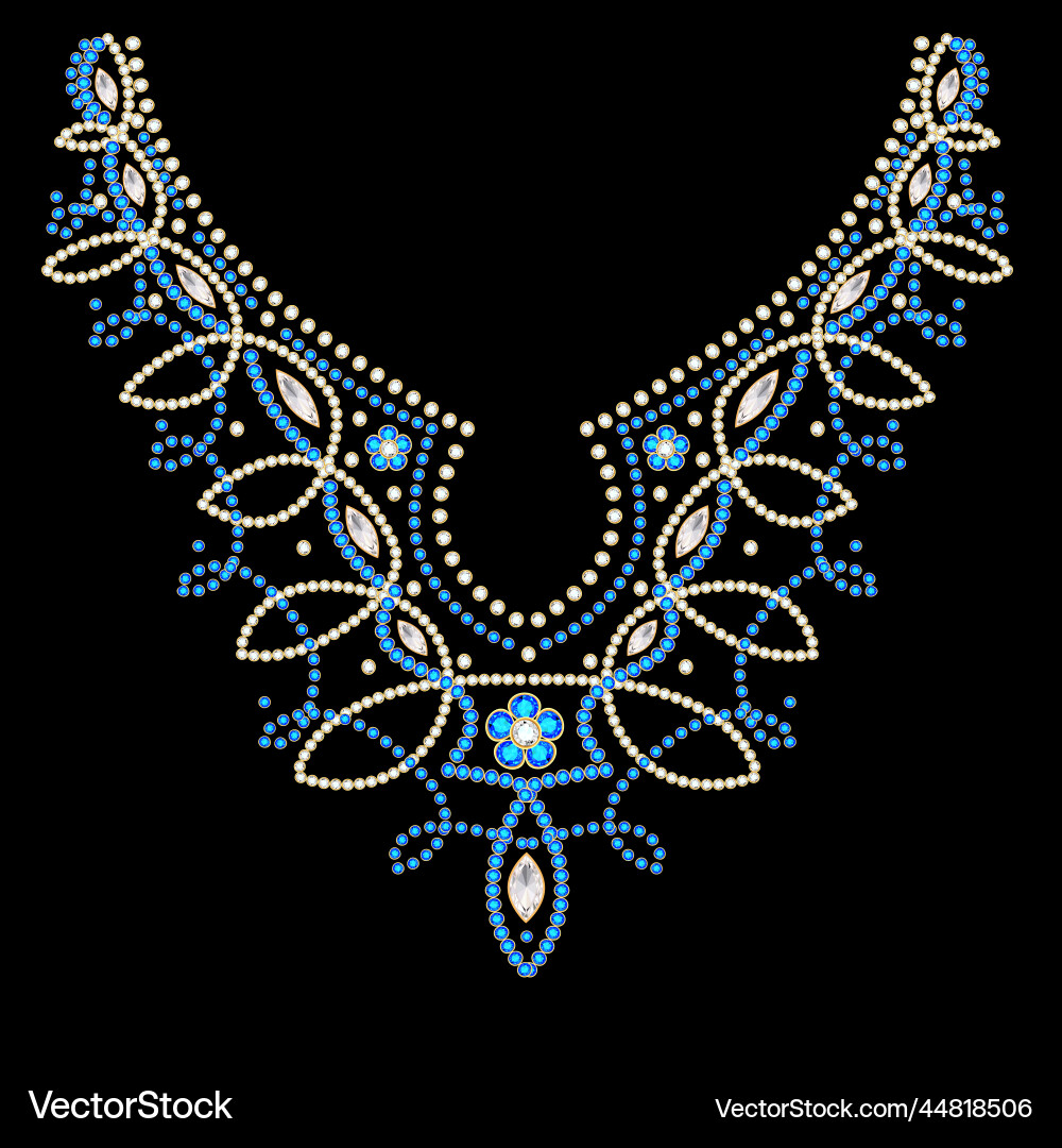 Collar neck decoration with rhinestones Royalty Free Vector