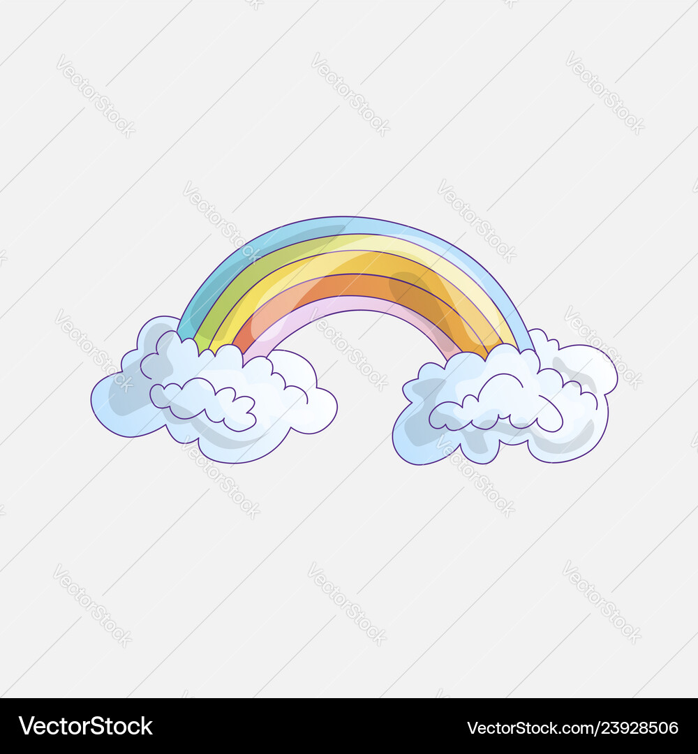 Color rainbow with clouds cute cartoon rainbow Vector Image