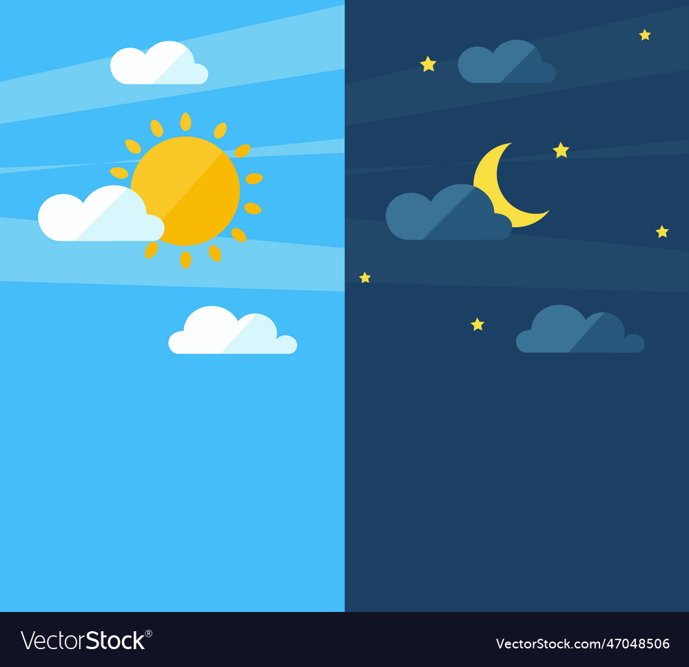 Day and night concept sun moon Royalty Free Vector Image