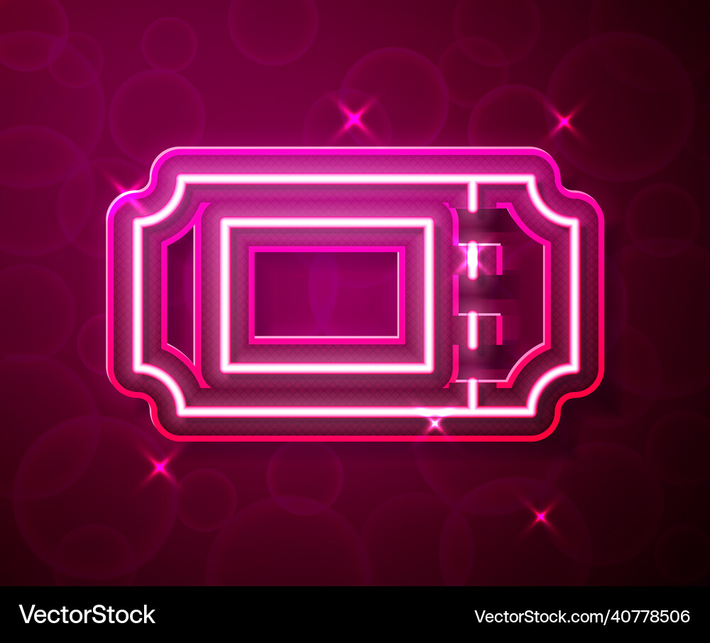 Glowing neon line cinema ticket icon isolated Vector Image