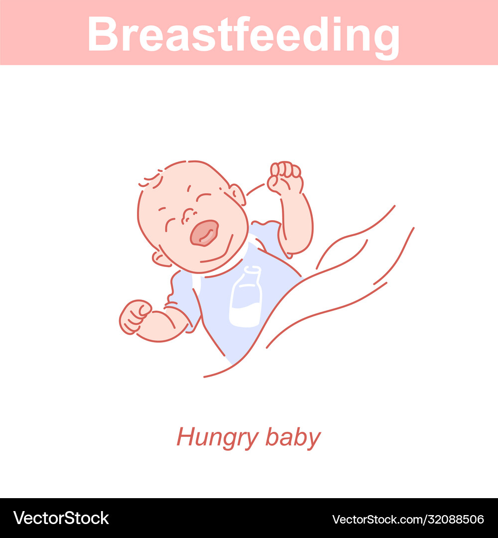 Hungry newborn bacrying signs hunger Royalty Free Vector