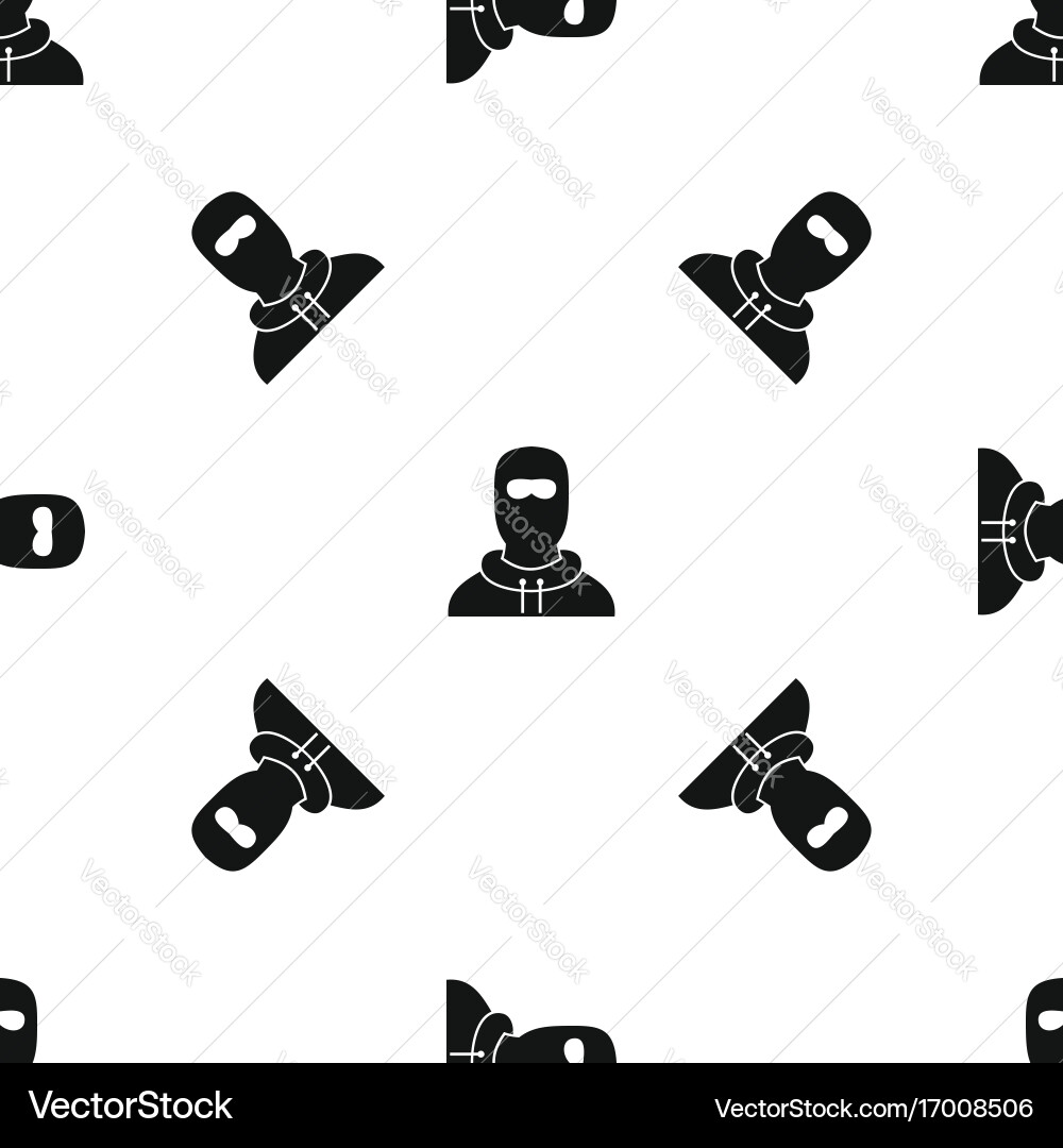 Man in balaclava pattern seamless black Royalty Free Vector
