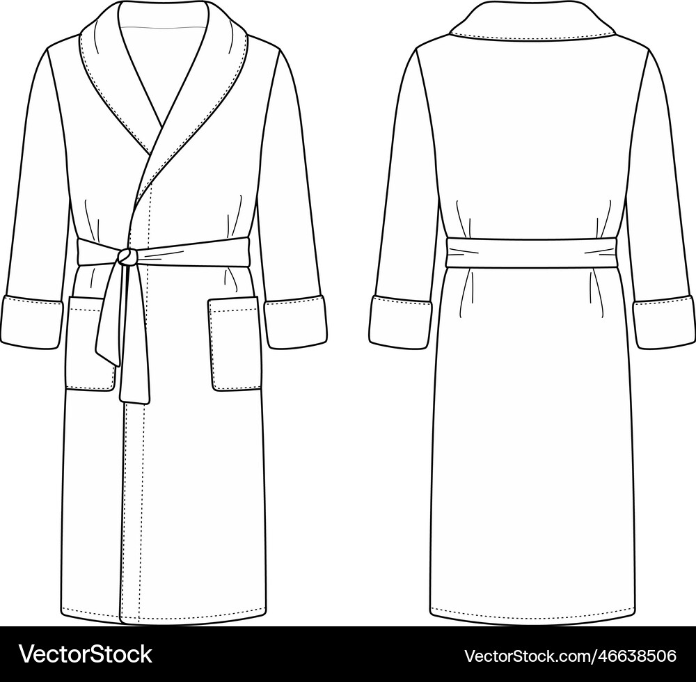 Mans bathrobe front and back fashion cad Vector Image