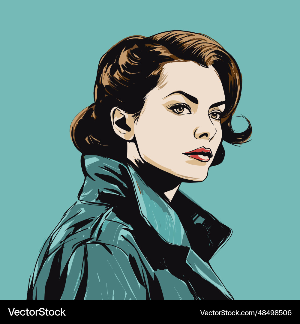 Pin up female portrait Royalty Free Vector Image